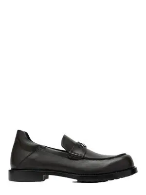 Balenciaga Logo Plaque Leather Loafers - Brown