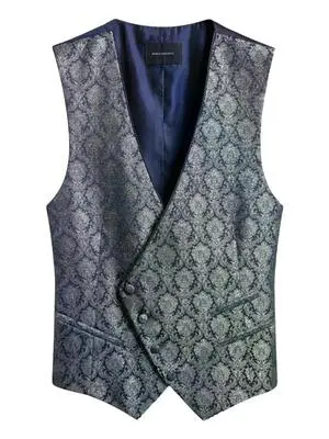 RAMON SANJURJO Double-breasted Jacquard Waistcoat - Blue