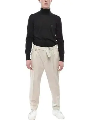 PAOLO PECORA Belted Pleated Trousers - Neutrals