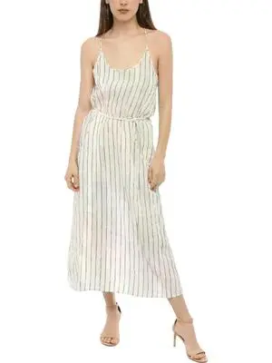 Woolrich Belted Striped Midi Dress - Neutrals