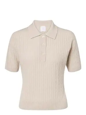 Eleventy Cable-knit Cashmere Polo Shirt - Beige