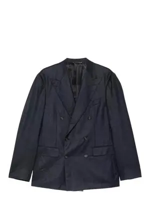 Canali Double-breasted Peak-lapels Wool Blazer - Blue