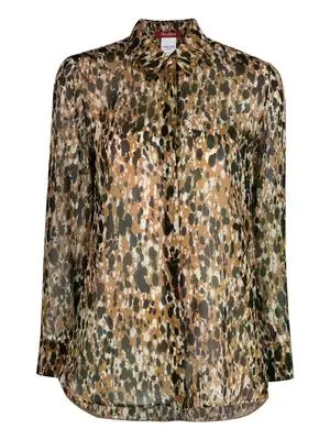 Max Mara Abstract Print Silk Shirt - Brown