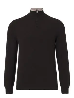 Fedeli Cashmere Half-zip Sweater - Brown