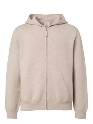 ALLUDE Knitted Wool And Cashmere Zip-up Hoodie - Beige