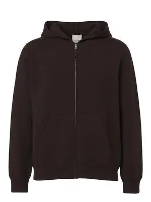ALLUDE Knitted Wool And Cashmere Zip-up Hoodie - Brown