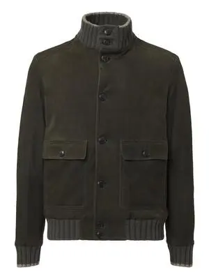 Fedeli Cashmere-trimmed Suede Jacket - Green