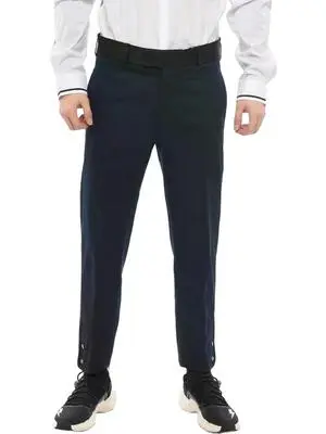 Neil Barrett Contrast Edging Ankle Button Trousers - Blue