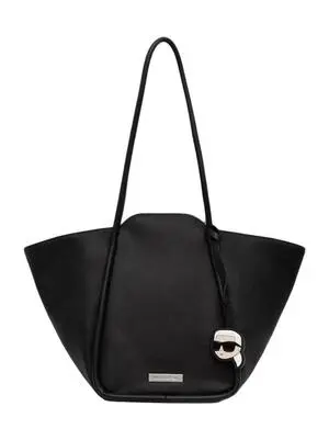 Karl Lagerfeld Pebbled Logo Plaque Tote Bag - Black