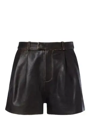 ARMA High-rise Leather Shorts - Brown