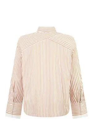 MOORER Striped Long Sleeve Shirt - Orange