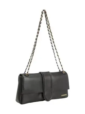 Jacquemus Bambino Chain Leather Shoulder Bag - Black