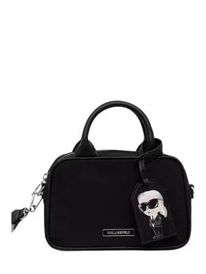 KARL LAGERFELD Karl Lagerfeld Black Logo-Strap Luggage Tag Shoulder Bag