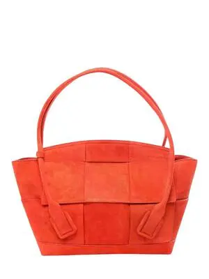 Bottega Veneta Medium Suede Maxi Intrecciato Arco Bag Tote Bag - Red