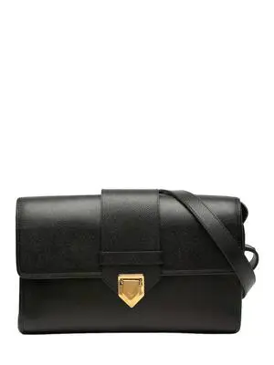 Saint Laurent Grained Calfskin Flap Crossbody Bag - Black