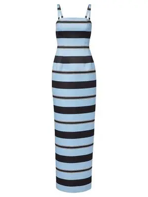 EMILIA WICKSTEAD Regina Striped Taffeta Faille Maxi Dress - Blue
