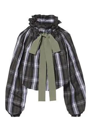 PATOU Bow-detail Checked Top - Black