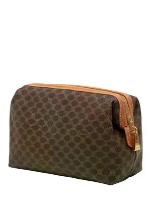 Celine 20th Century Macadam Coated Canvas Pouch - Brown