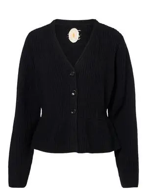 Jardin Des Orangers Jardin Des Orangers Peplum V-Neck Cardigan Black