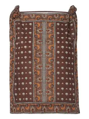 DÔEN Amalia Printed Cotton Voile Top With Tie Shoulder Straps - Brown