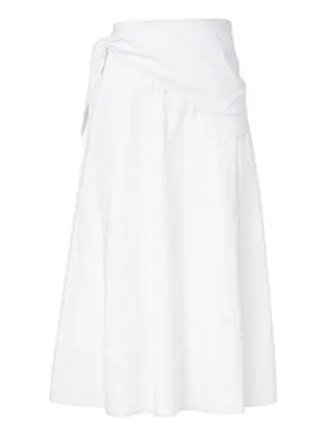 Vince Vince Scarf-Detail Cotton Poplin Midi Skirt White