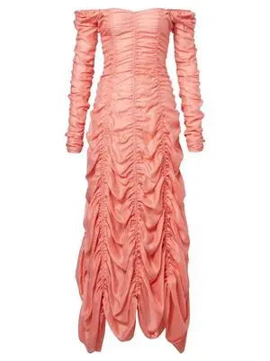 Khaite Judith Ruched Voile Cocktail Dress - Pink