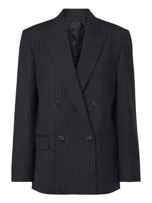 NILI LOTAN Leston Pinstriped Wool Blazer - Blue