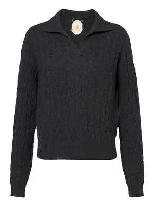 Jardin Des Orangers Cable-knit Cashmere Polo Sweater - Grey