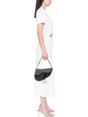 Dior 2000 Oblique Canvas Saddle Bag Shoulder Bag - Blue