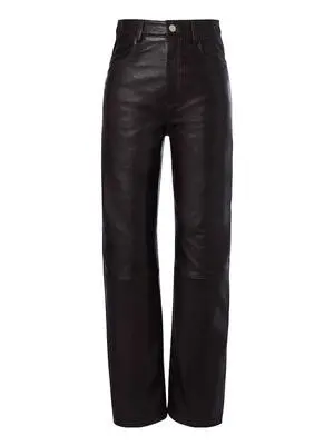 ARMA Leather Wide-leg Trousers - Brown