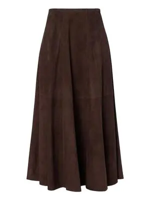 ARMA Eleni Suede Midi Skirt - Brown
