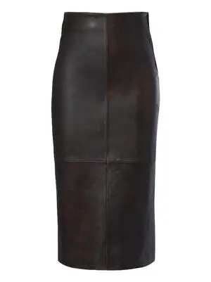 ARMA Leather Pencil Skirt - Brown