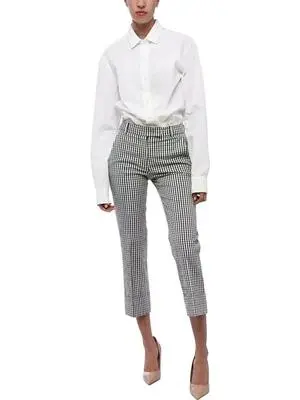 QL2 QUELLEDUE QL2 Gingham Turn-Up Trousers Blue