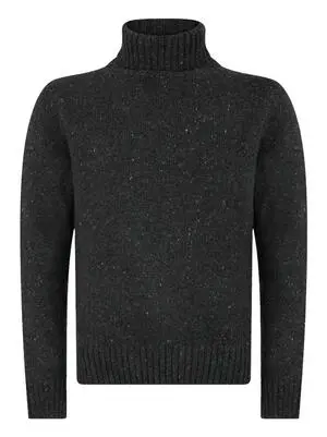 MOORER Roll-neck Flecked Sweater - Grey