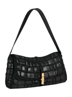 BALMAIN Balmain Metropolis Bag In Crocodile-Effect Leather With Beaded Embroidery