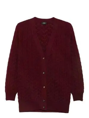 Etro Burgundy Paisley Jacquard Button-up Cardigan - Red