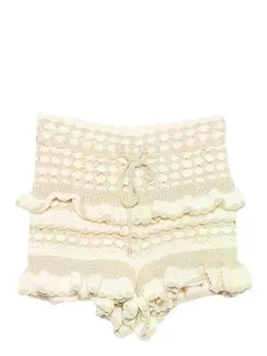 Zimmermann Ruffled Crochet-knit Shorts - Neutrals
