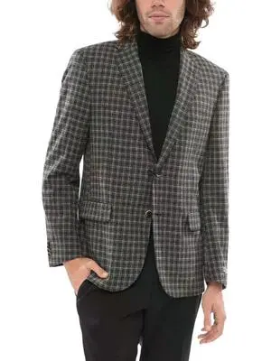 Corneliani Nino Danieli Checked Single-breasted Wool Blazer - Grey