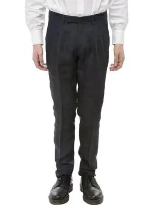 Corneliani Pleated Linen Trousers - Blue