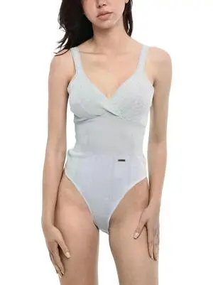 Dsquared2 Pointelle-knit V-neck Bodysuit - Grey