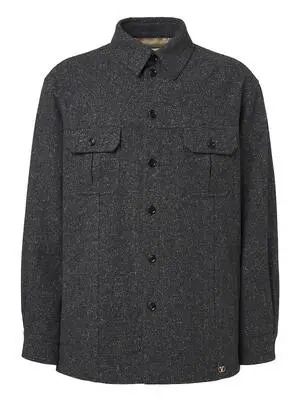 Valentino Garavani Vlogo Wool And Silk-blend Overshirt - Grey