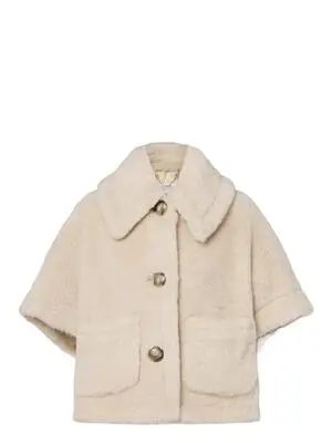 Max Mara Alpaca, Wool, And Silk Teddy Cape - Beige