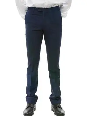 Corneliani Jacquard-woven Wool Trousers - Blue