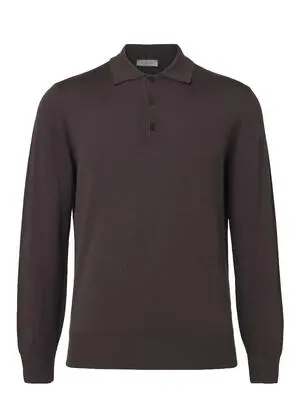 Canali Virgin Wool Polo Sweater - Brown