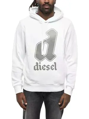 DIESEL® Logo Print Drawstring Hoodie - White
