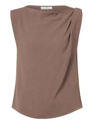Vince Draped Crepe Top - Brown