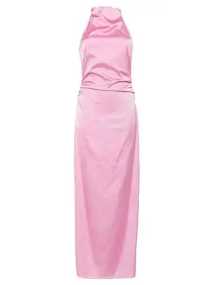 ROTATE BY BIRGER CHRISTENSEN Ruched Halterneck Maxi Dress - Pink