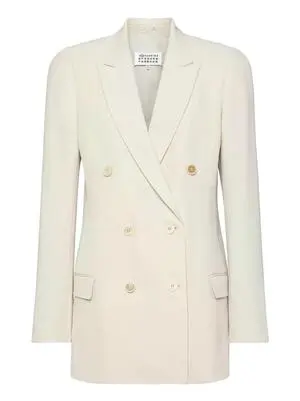 MAISON MARGIELA Double-breasted Blazer With Peak Lapels - White