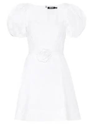 ROTATE BY BIRGER CHRISTENSEN Puff-sleeve Floral Appliqué Mini Dress - White