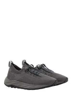 Fedeli Knitted Suede-trimmed Lace-up Sneakers - Grey